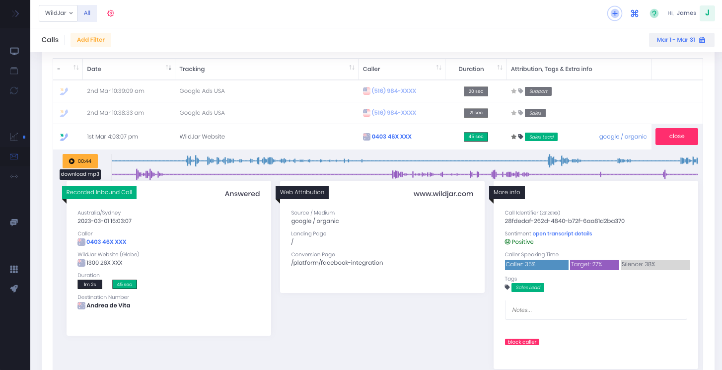 Call Tracking | Call Analytics Software | WildJar